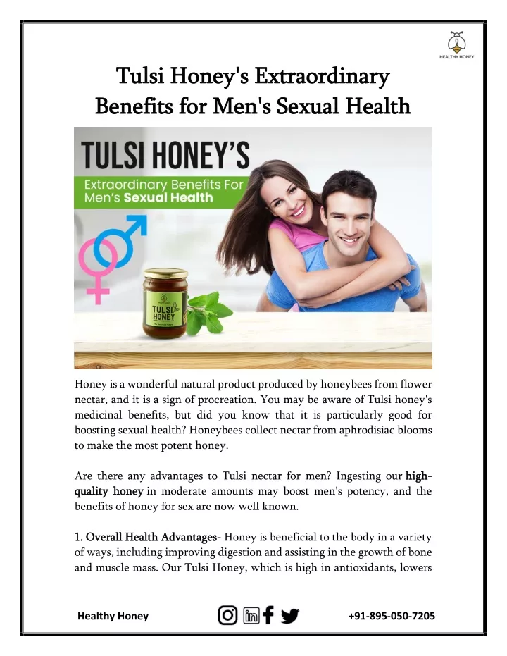 Ppt Tulsi Honeys Extraordinary Benefits For Mens Sexual Health Powerpoint Presentation Id