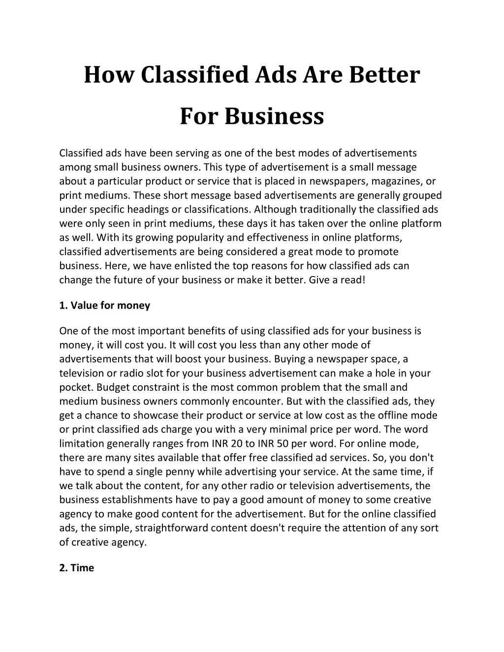 PPT - How Classified Ads Are Better For Business PowerPoint ...