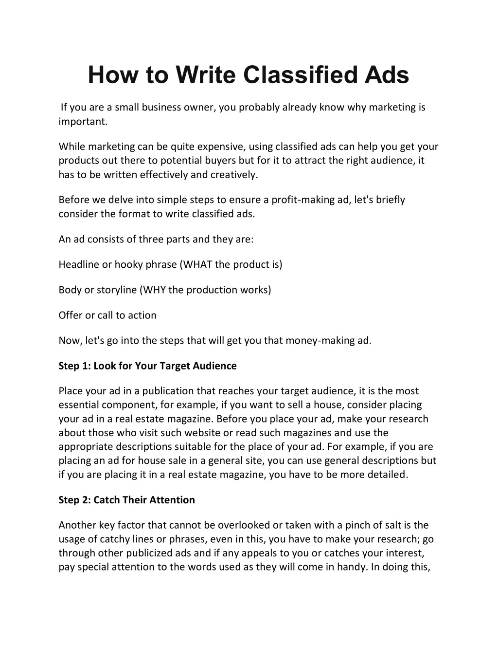 PPT - How to Write Classified Ads PowerPoint Presentation, free ...
