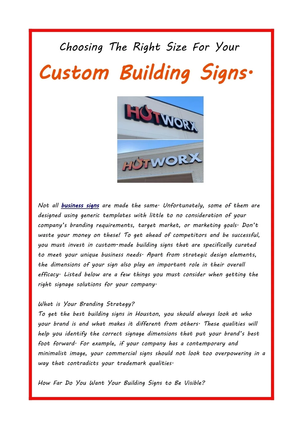 PPT - Choosing The Right Size For Your Custom Building Signs PowerPoint ...