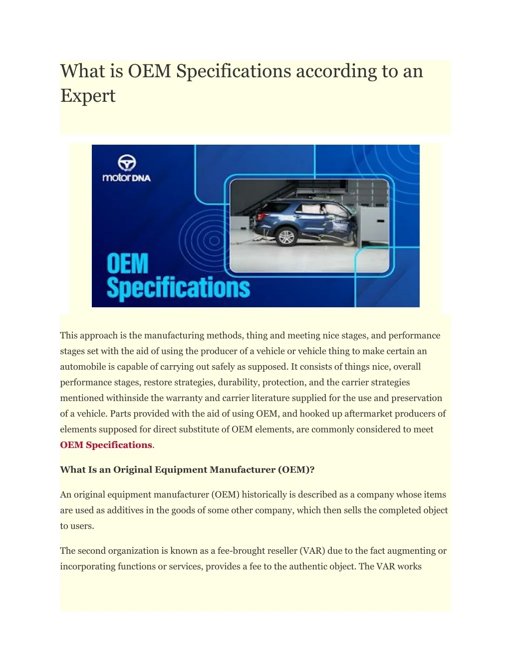PPT - What is OEM Specifications according to an Expert PowerPoint ...