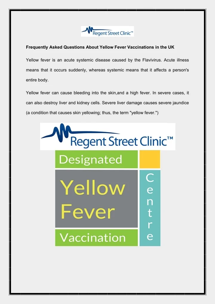 PPT - Frequently Asked Questions About Yellow Fever Vaccinations in the ...