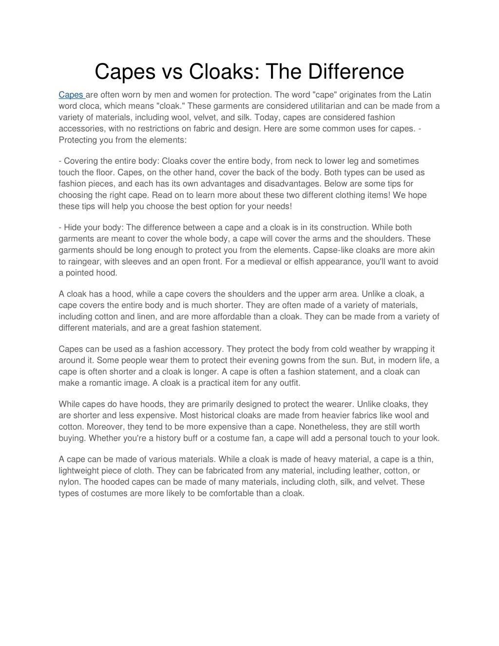 PPT - Capes vs Cloaks_ The Difference PowerPoint Presentation, free ...