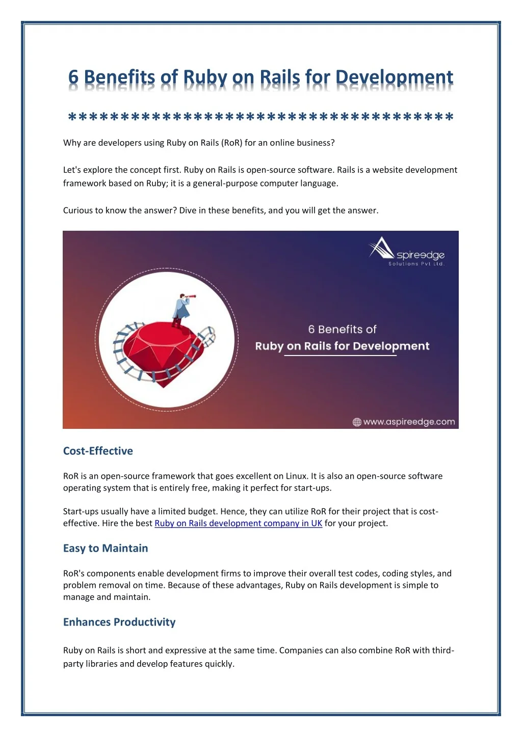 PPT - Top 6 Benefits of Ruby on Rails for Development PowerPoint Presentation - ID:11154610