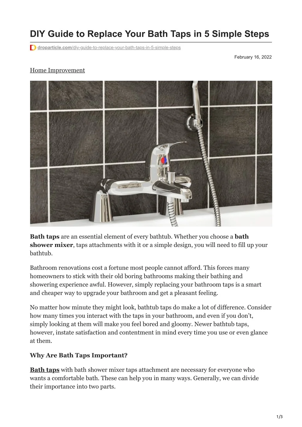 PPT - DIY Guide to Replace Your Bath Taps in 5 Simple Steps PowerPoint ...