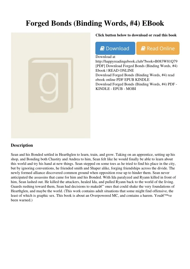 PPT - Forged Bonds (Binding Words #4) EBook PowerPoint Presentation ...