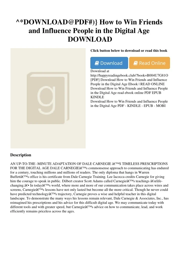 PPT - ^*DOWNLOAD@PDF#)} How to Win Friends and Influence People in the ...