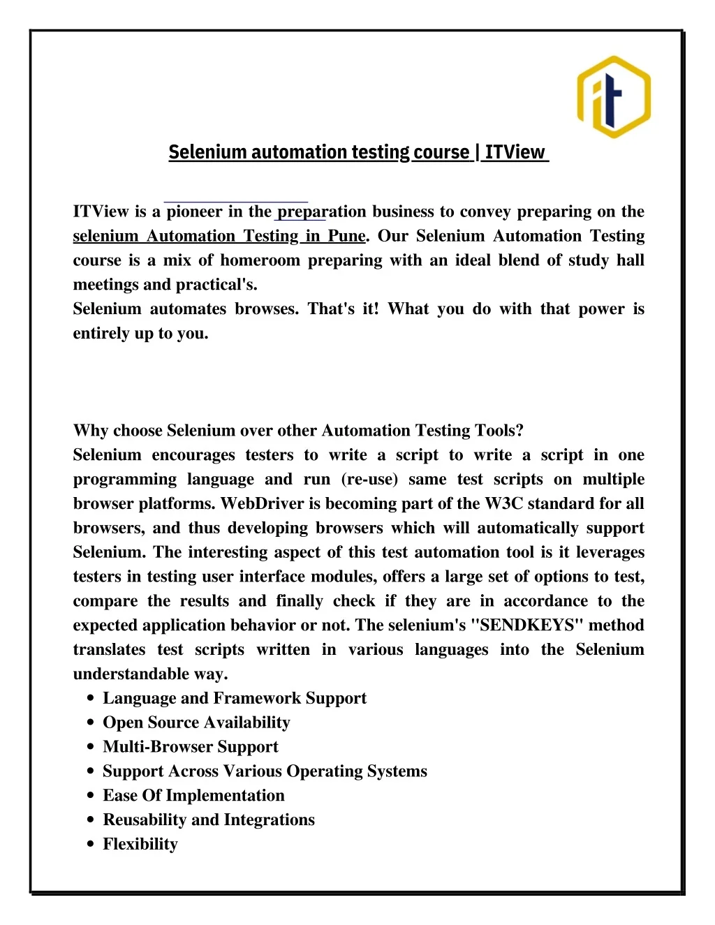 PPT - selenium automation testing course | ITView PowerPoint ...