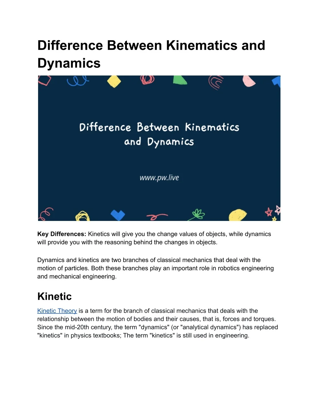 PPT - Difference Between Kinematics and Dynamics PowerPoint Presentation - ID:11175080