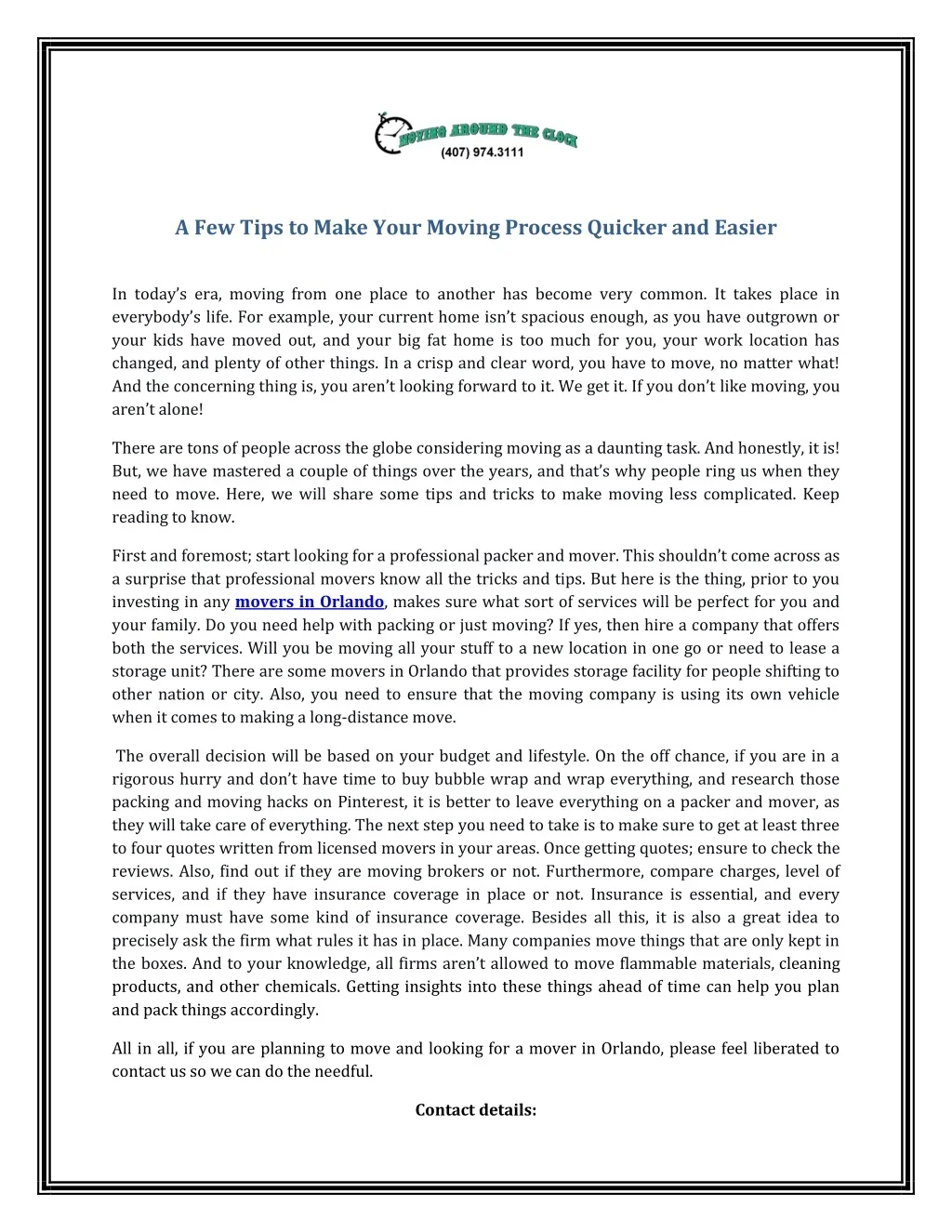 PPT - A Few Tips to Make Your Moving Process Quicker and Easier ...