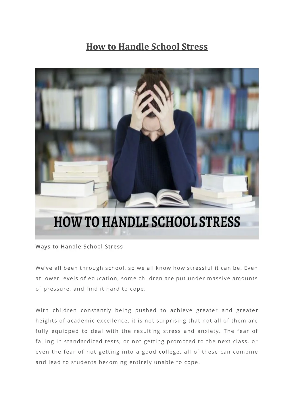 PPT - How to Handle School Stress PowerPoint Presentation, free ...