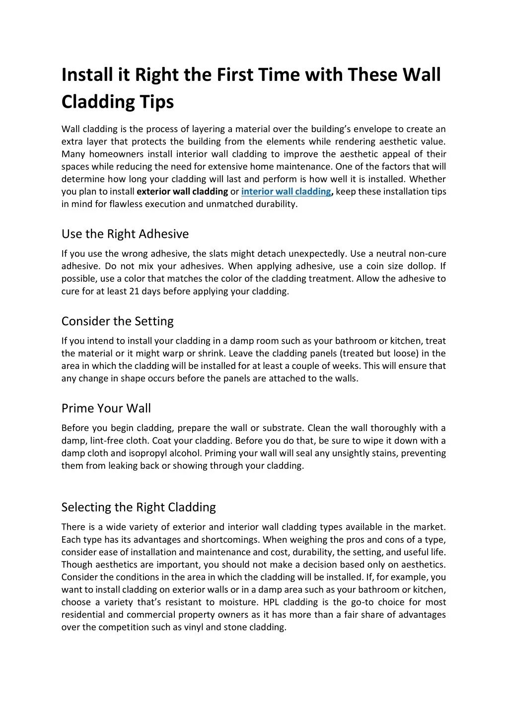 PPT - Install it Right the First Time with These Wall Cladding Tips ...