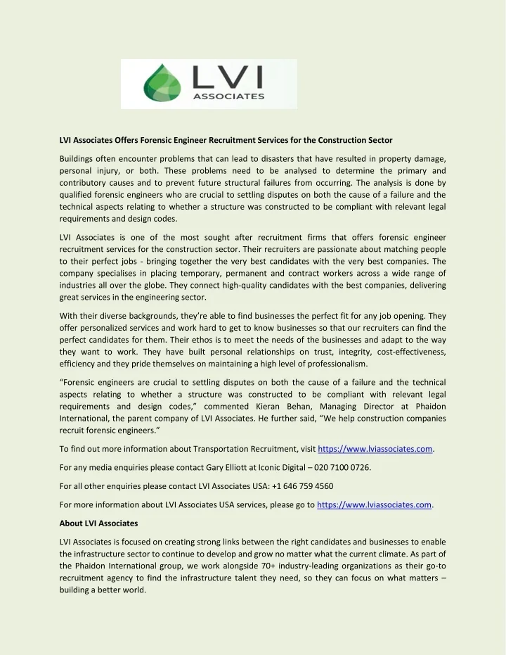 PPT - LVI Associates Offers Forensic Engineer Recruitment Services for ...