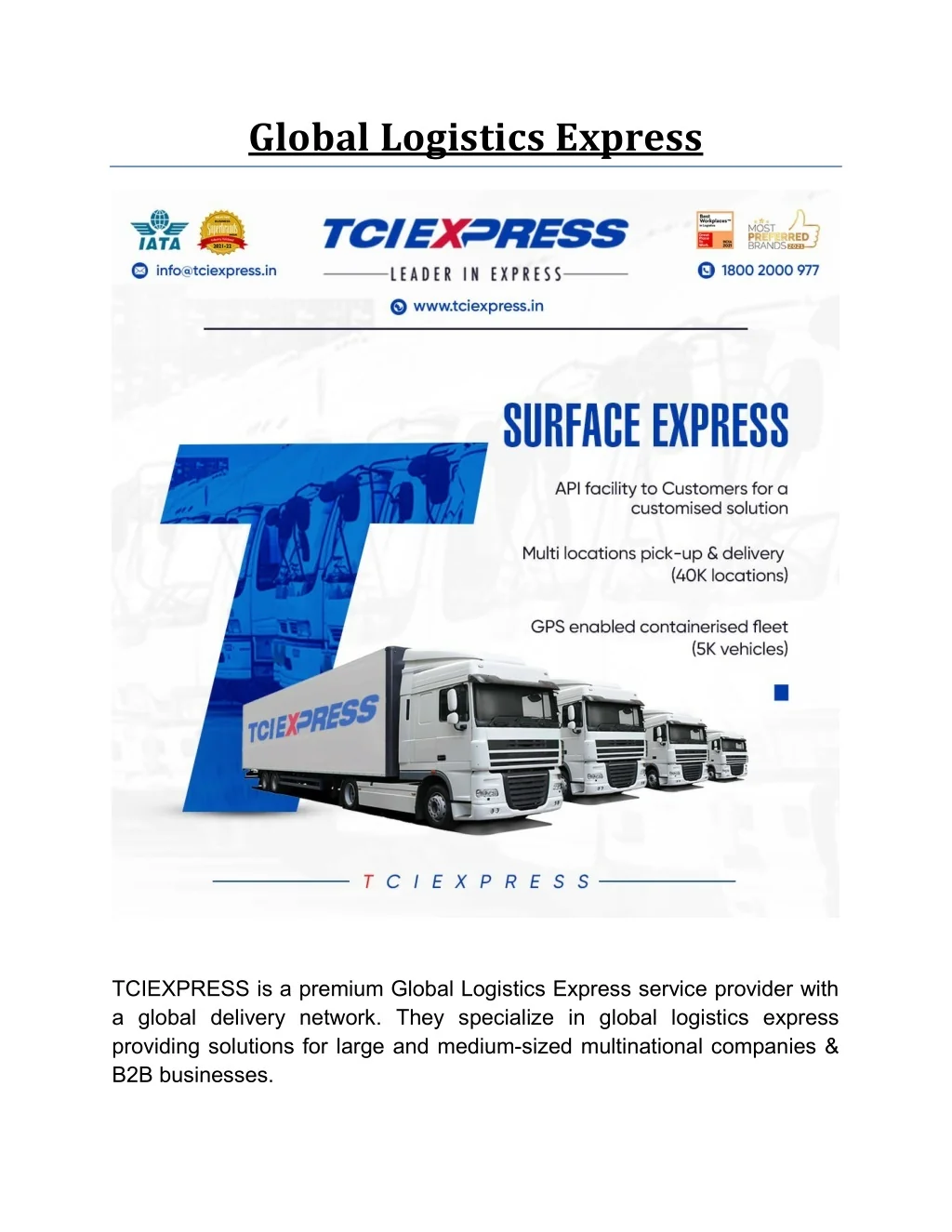 PPT - Global Logistics Express PowerPoint Presentation, free download ...