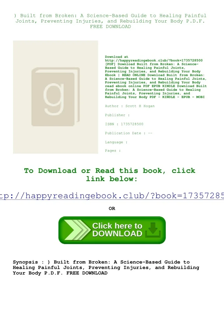 PPT - ) Built from Broken A Science-Based Guide to Healing Painful Join ...
