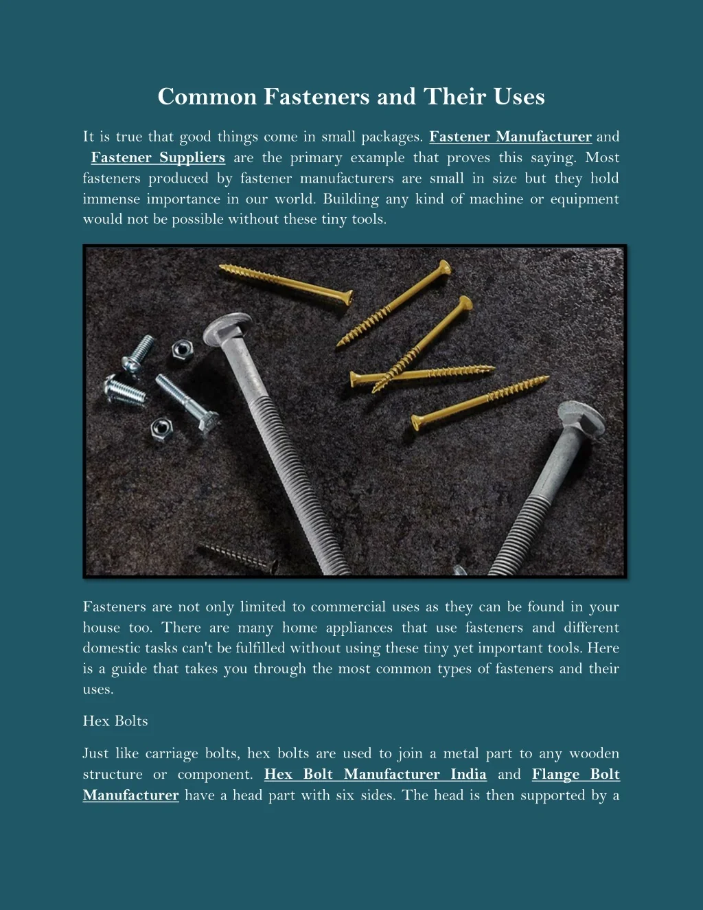 PPT - Common Fasteners and Their Uses PowerPoint Presentation, free ...