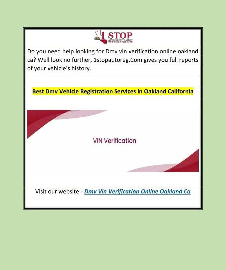 PPT - Best Dmv Vehicle Registration Services in Oakland California ...