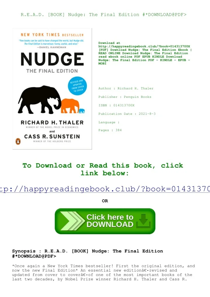 PPT - R.E.A.D. [BOOK] Nudge The Final Edition #*DOWNLOAD@PDF ...
