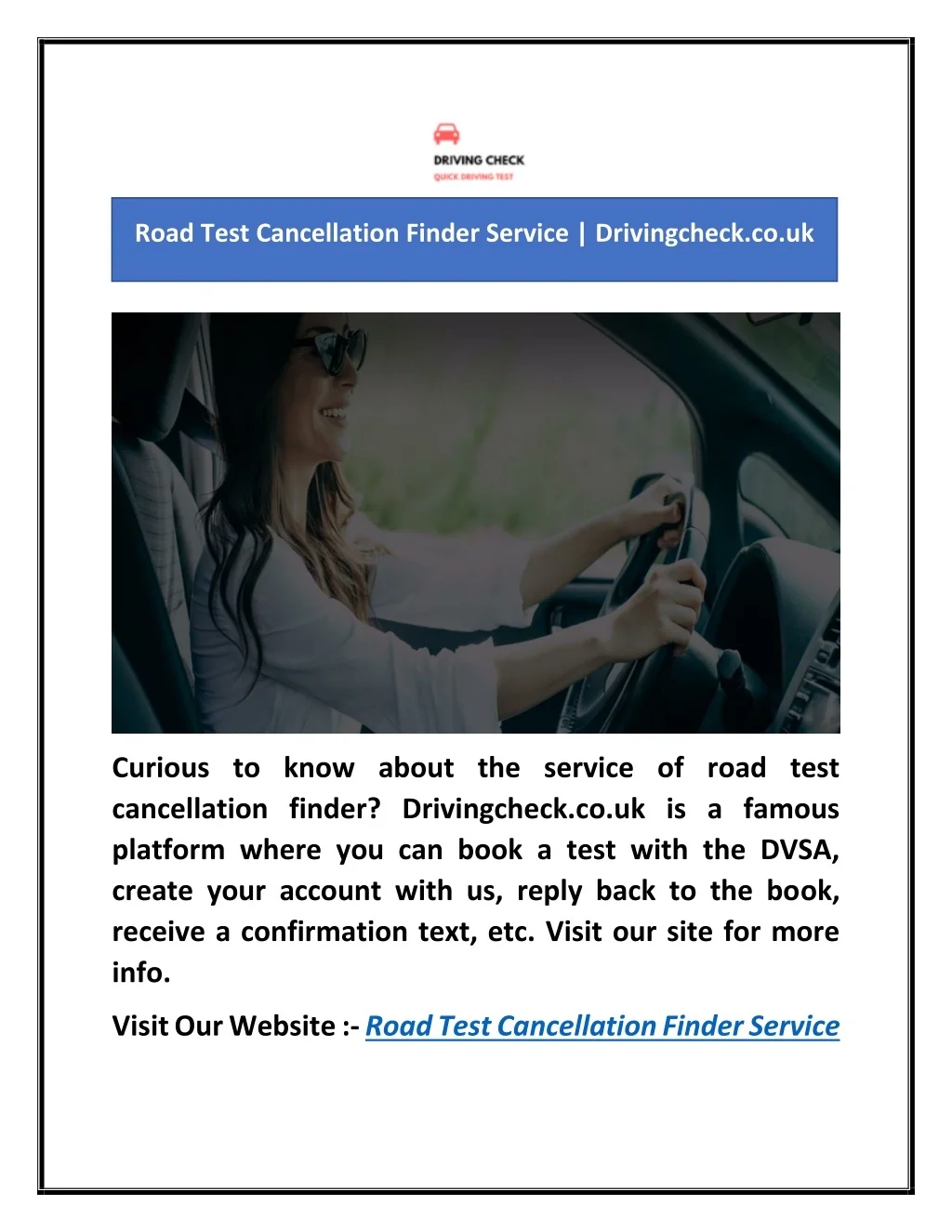 PPT - Road Test Cancellation Finder Service | Drivingcheck.co.uk ...