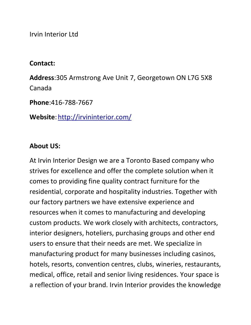 PPT - Irvin Interior Ltd PowerPoint Presentation, free download - ID ...