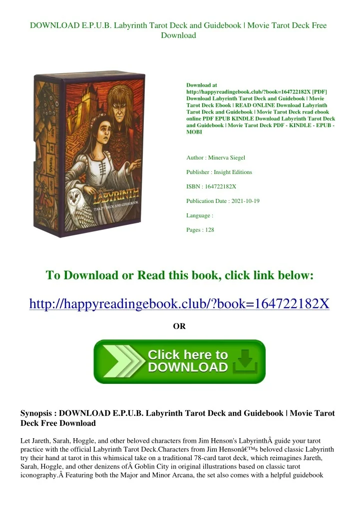 PPT - DOWNLOAD E.P.U.B. Labyrinth Tarot Deck and Guidebook Movie Tarot ...
