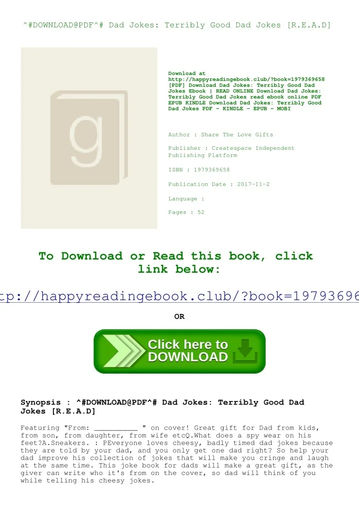 PPT - ^#DOWNLOAD@PDF^# Dad Jokes Terribly Good Dad Jokes [R.E.A.D ...