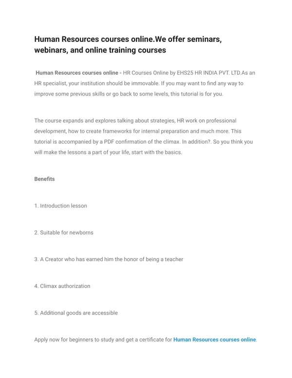 PPT - Human Resources courses online.We offer seminars, webinars, and ...