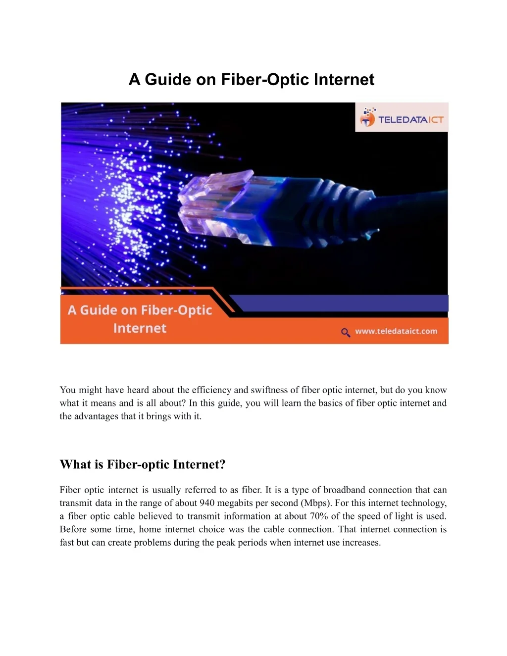 PPT - A Guide on Fiber-Optic Internet | Teledata ICT PowerPoint ...