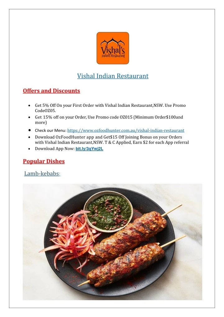 PPT - $5 Off- Vishal Indian Restaurant East Gosford Menu,NSW PowerPoint ...