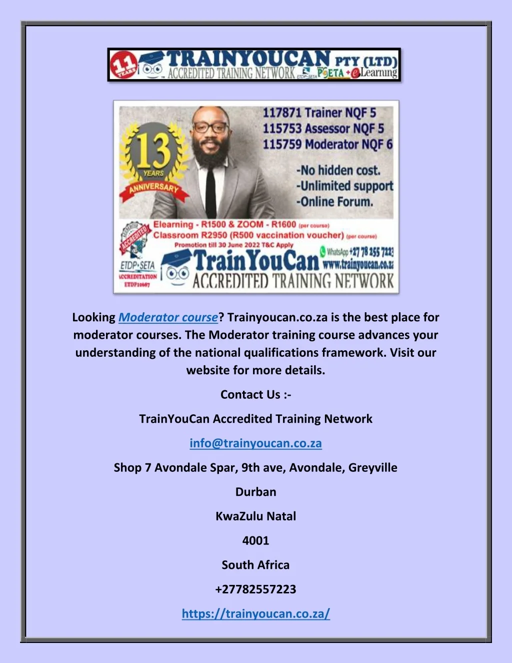 PPT - Moderator Course | Trainyoucan.co.za PowerPoint Presentation ...