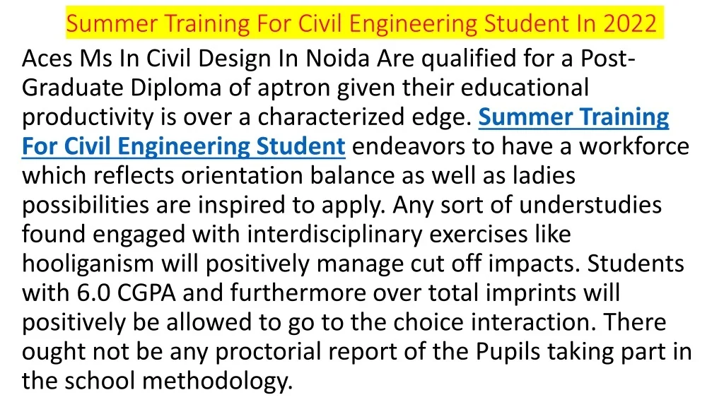 PPT - Summer Training For Civil Engineering Student PowerPoint ...