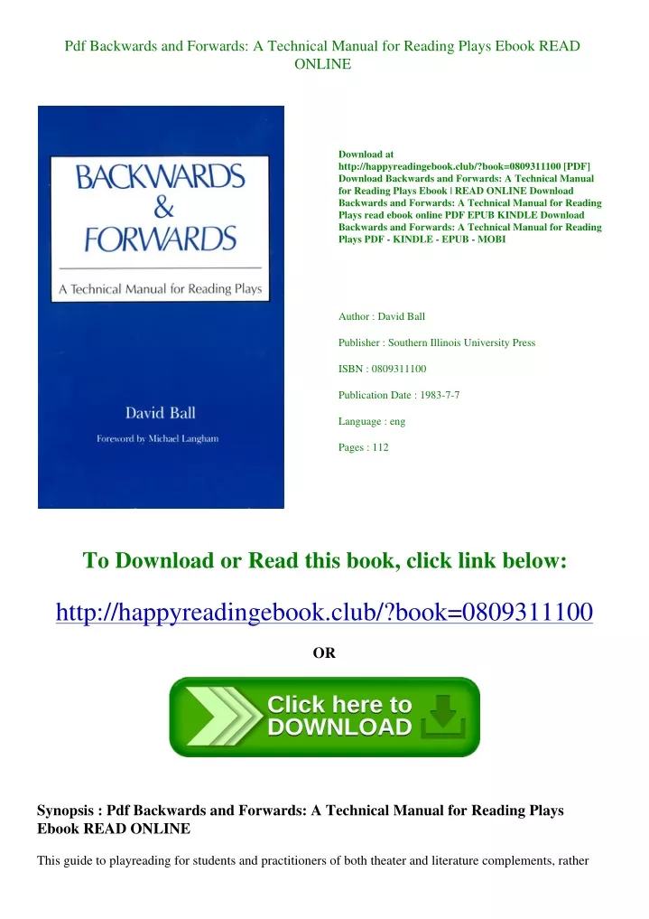 PPT - Pdf Backwards and Forwards A Technical Manual for Reading Plays ... PPT - Pdf Backwards and Forwards A Technical Manual for Reading Plays ...