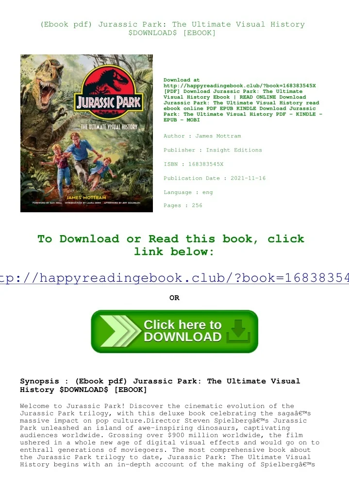 PPT - (Ebook pdf) Jurassic Park The Ultimate Visual History $DOWNLOAD$ [EBOOK] PowerPoint ...