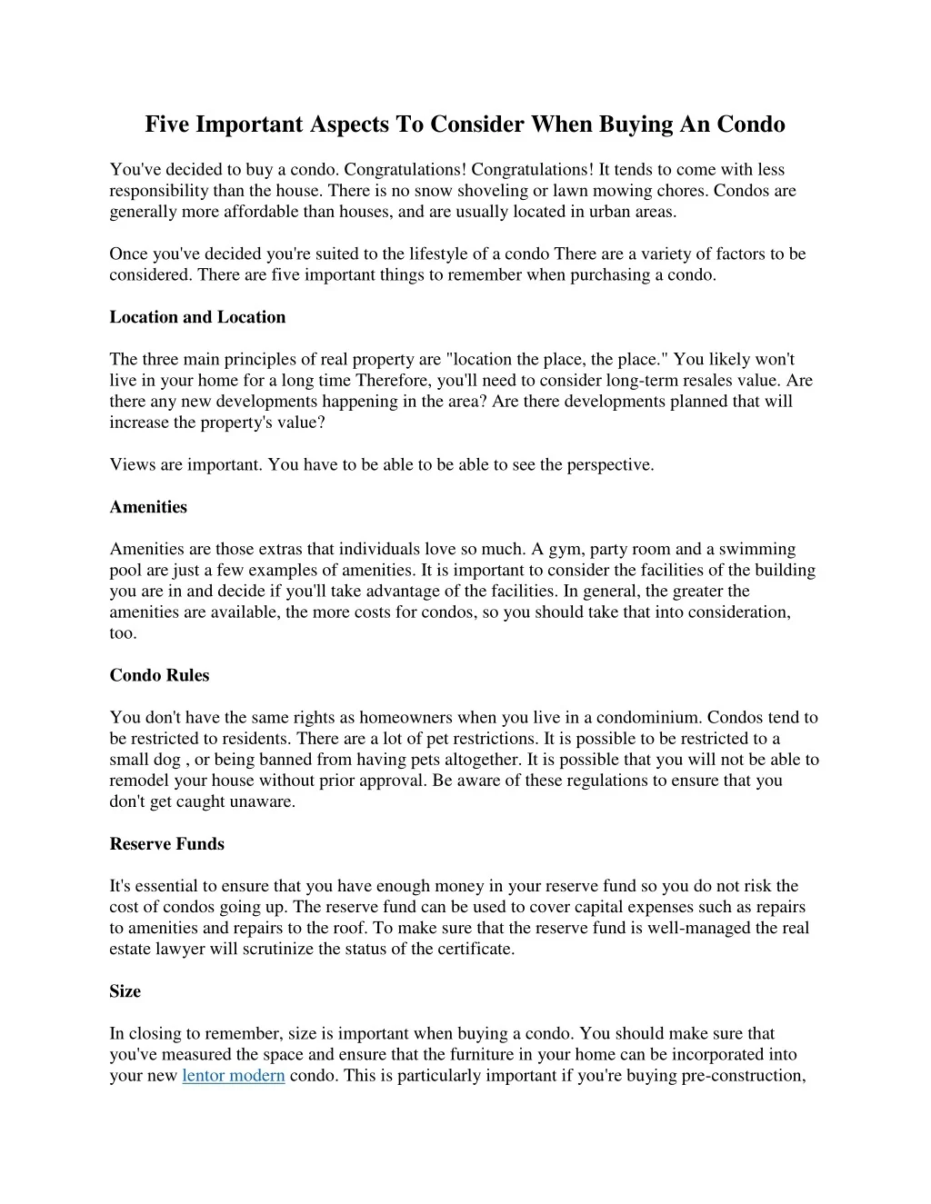PPT - Five Important Aspects To Consider When Buying An Condo ...