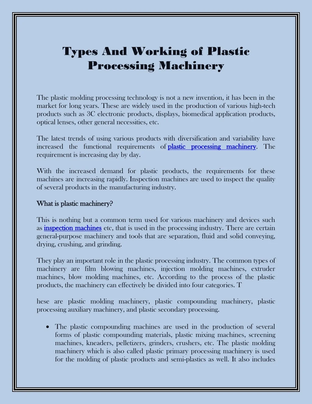 PPT - Types And Working of Plastic Processing Machinery PowerPoint ...