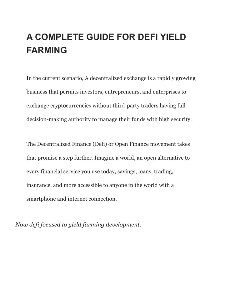 PPT - A COMPLETE GUIDE FOR DEFI YIELD FARMING PowerPoint Presentation ... PPT - A COMPLETE GUIDE FOR DEFI YIELD FARMING PowerPoint Presentation ...