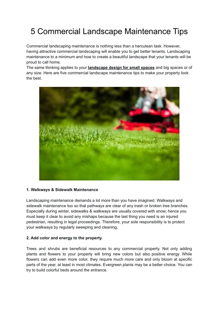PPT - 5 Commercial Landscape Maintenance Tips PowerPoint Presentation ...