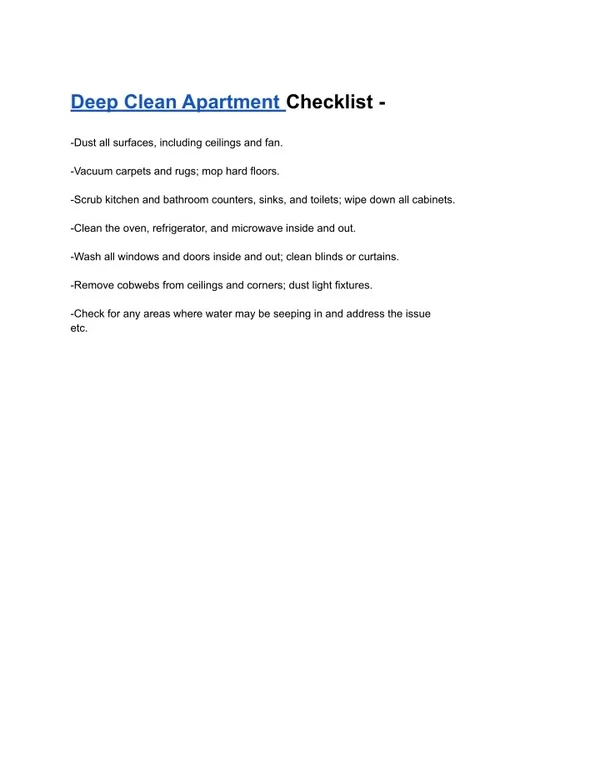 PPT - How to Deep Clean Your Apartment PDF Checklist - Amenify ...