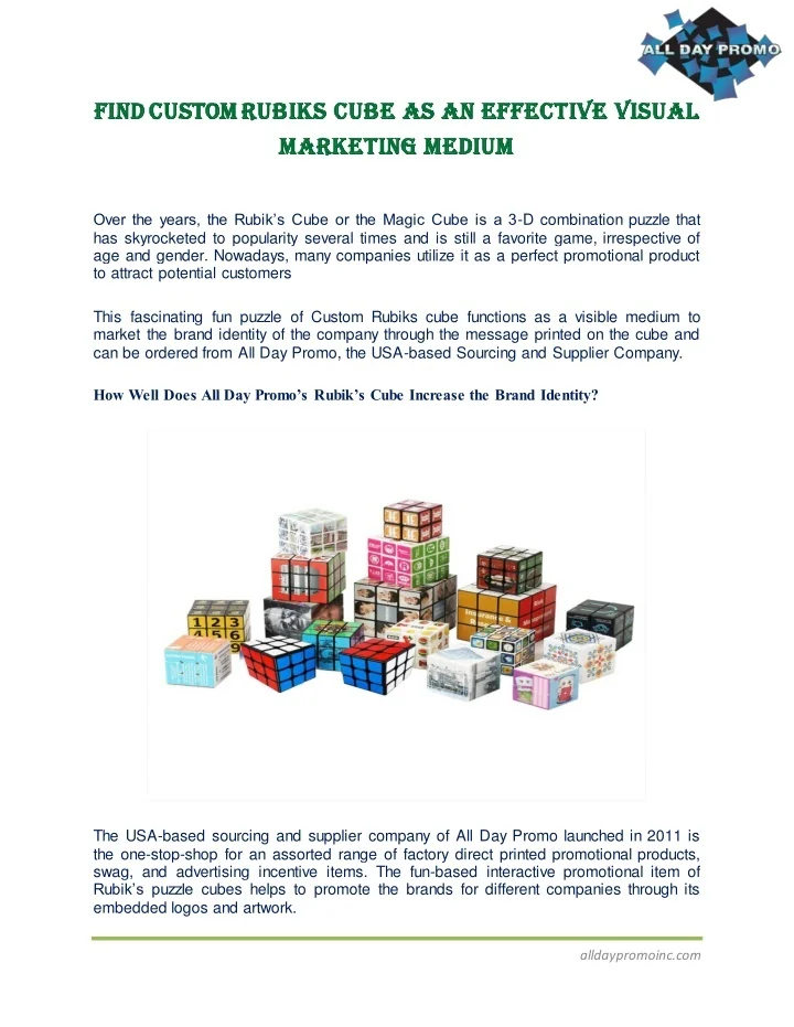PPT - Find Custom Rubiks cube as an effective visual marketing medium ...