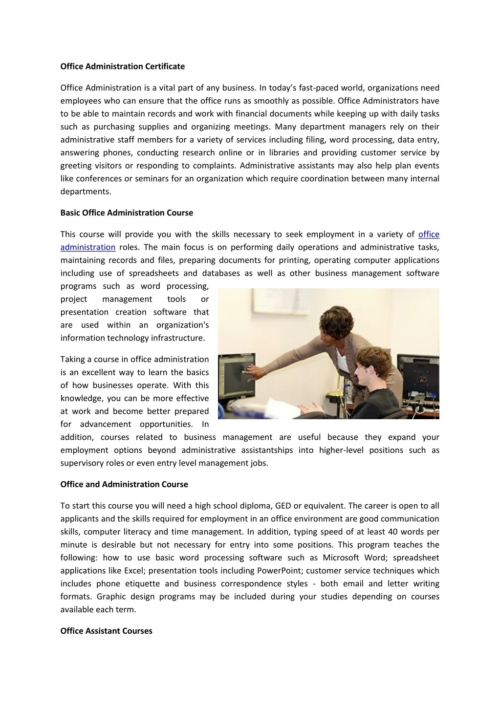 PPT - Office Administration Certificate PowerPoint Presentation, free ...