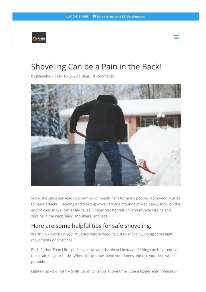 PPT - Shoveling Can be a Pain in the Back! PowerPoint Presentation ...