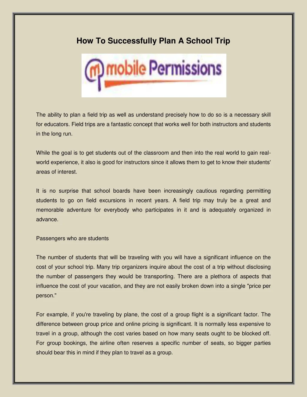 PPT - How To Successfully Plan A School Trip PowerPoint Presentation ...