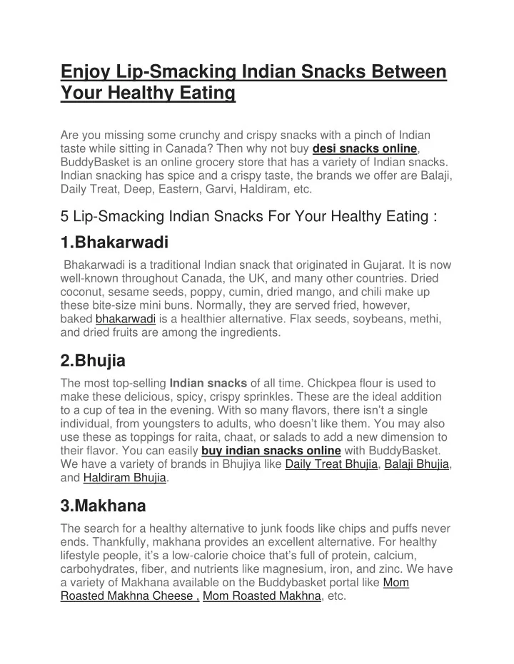 PPT - Enjoy Lip-Smacking Indian Snacks Between Your Healthy Eating ...