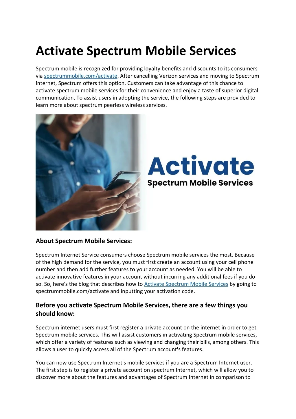 PPT - Activate Spectrum Mobile Services PowerPoint Presentation, free ...