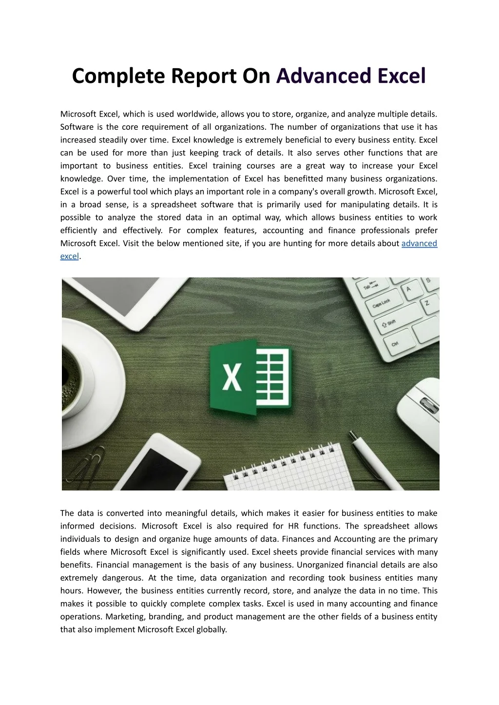 PPT - Complete Report On Advanced Excel PowerPoint Presentation, free ...