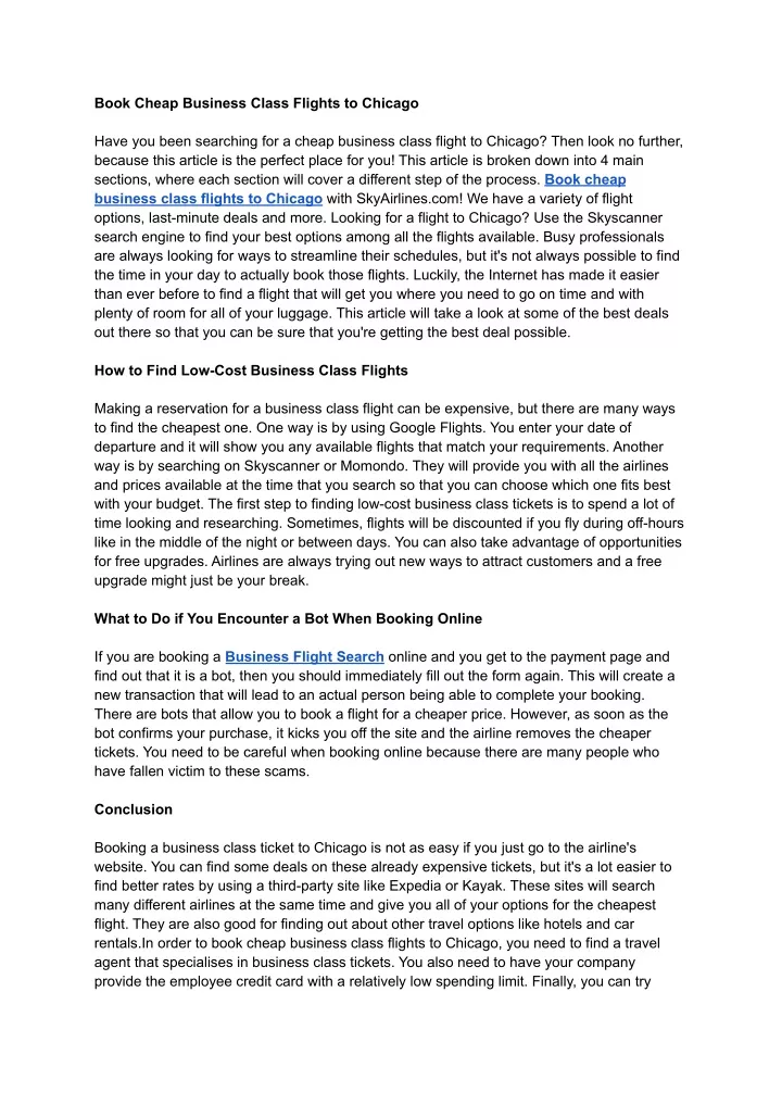 PPT - Book Cheap Business Class Flights to Chicago PowerPoint ... PPT - Book Cheap Business Class Flights to Chicago PowerPoint ...