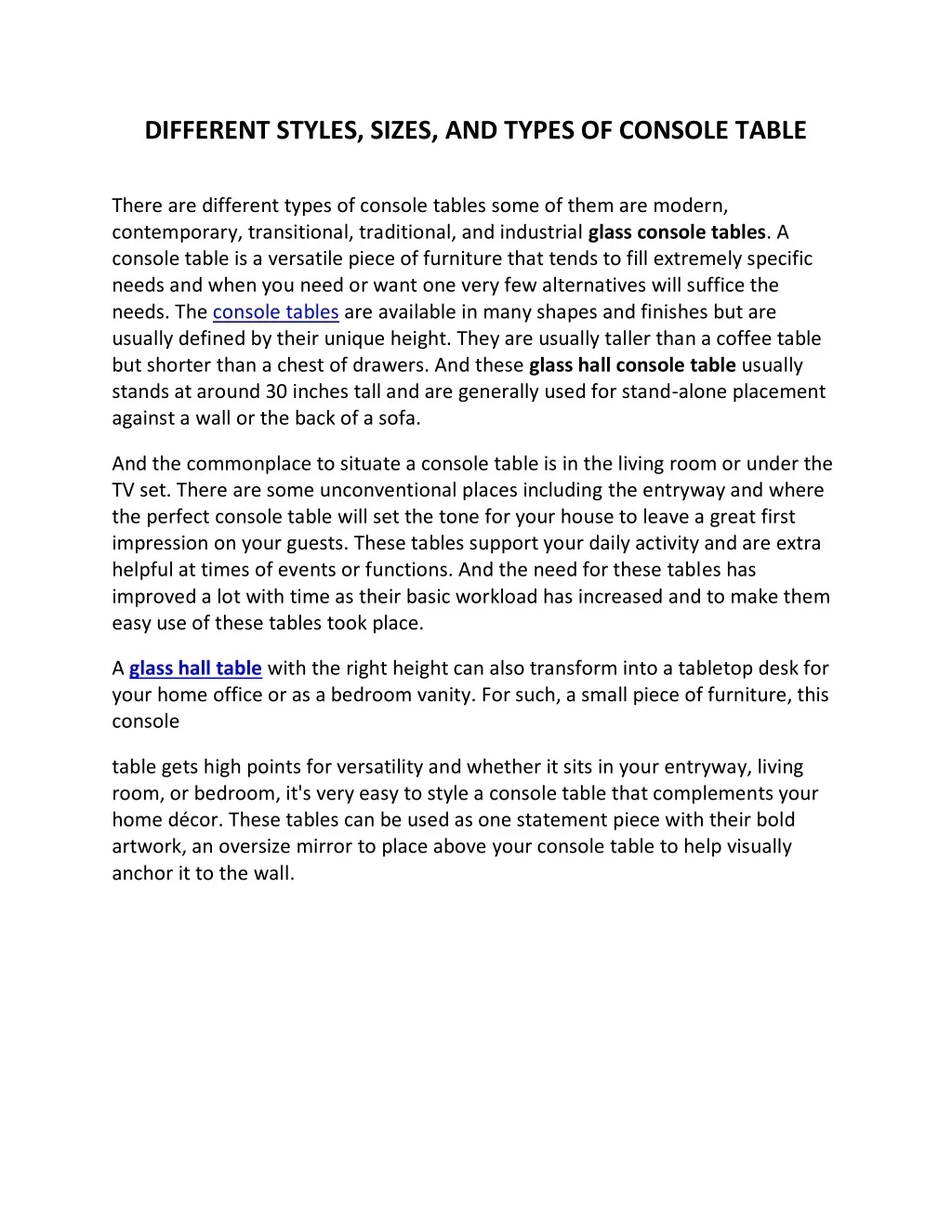 PPT - DIFFERENT STYLES, SIZES, AND TYPES OF CONSOLE TABLE PowerPoint ...