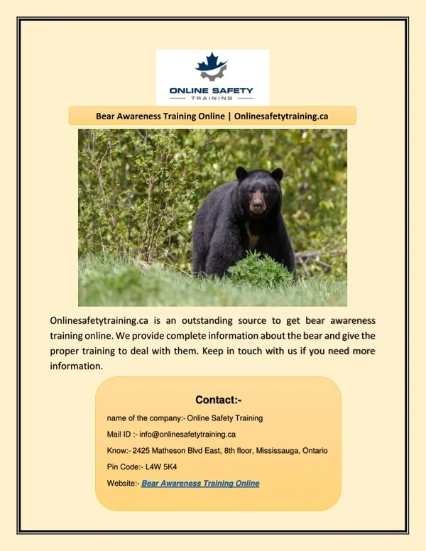 PPT - Bear Awareness Training Online | Onlinesafetytraining.ca ...