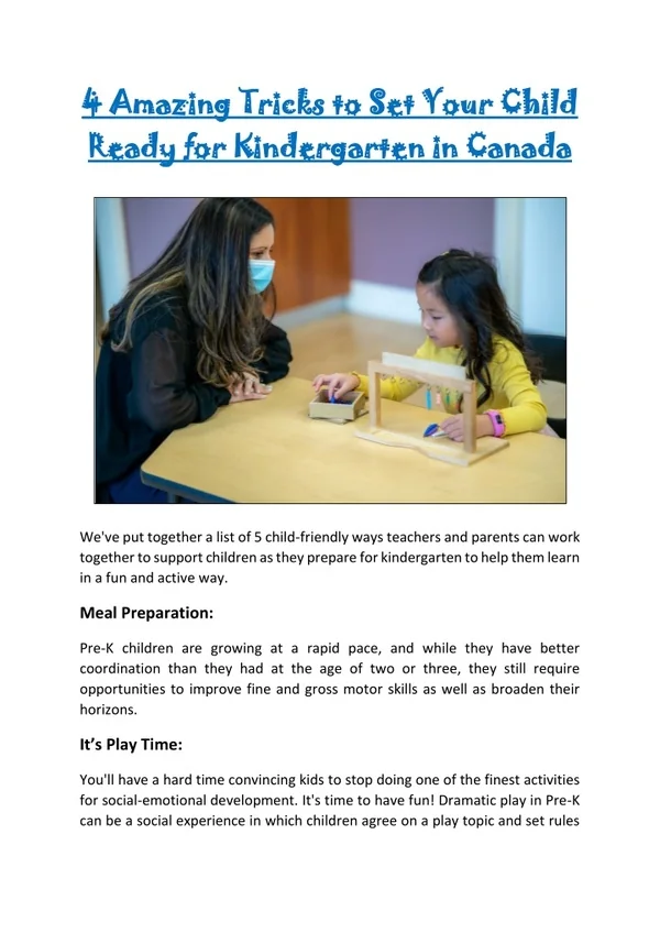 PPT - 4 Amazing Tricks to Set Your Child Ready for Kindergarten in ...