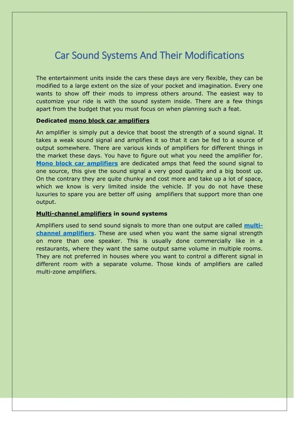 PPT - Car Sound Systems And Their Modifications PowerPoint Presentation ...